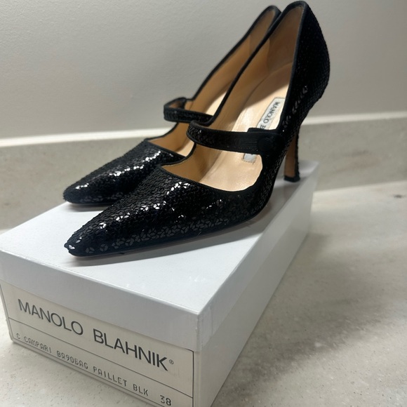 Manolo Blahnik | Shoes | Manolo Blahnik Black Campari Sequin Mary Jane ...